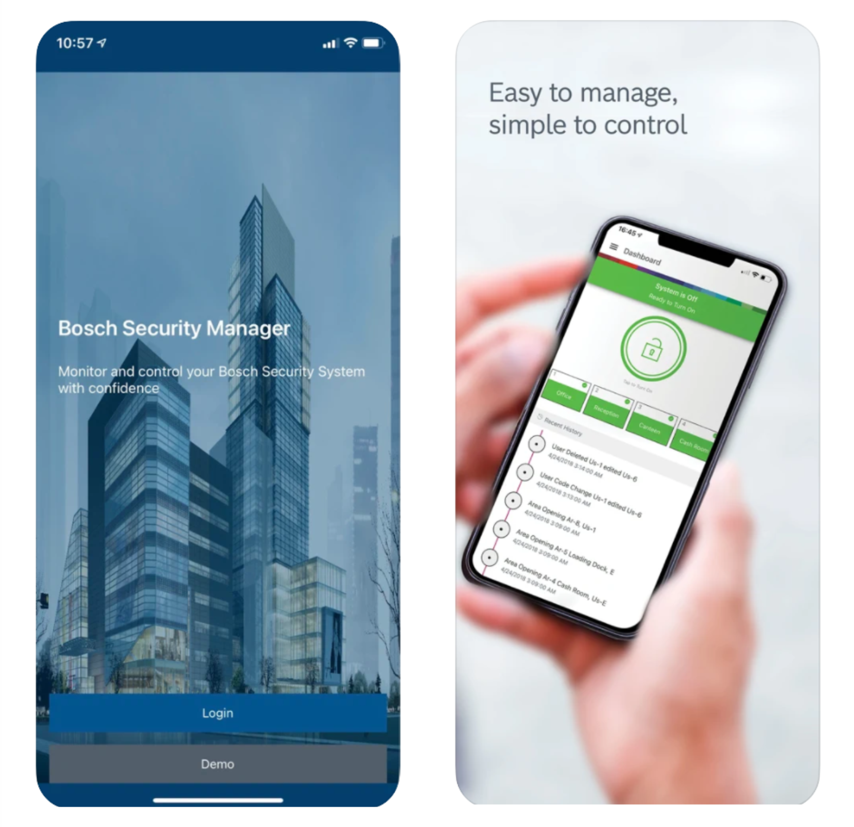 Bosch Security Manager (BSM) App for Intrusion Detection