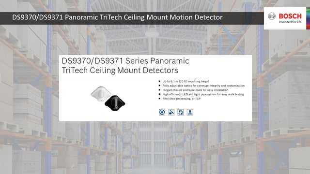 Panoramic TriTech Ceiling Mount Motion Detector Overview - Bosch DS9370 ...